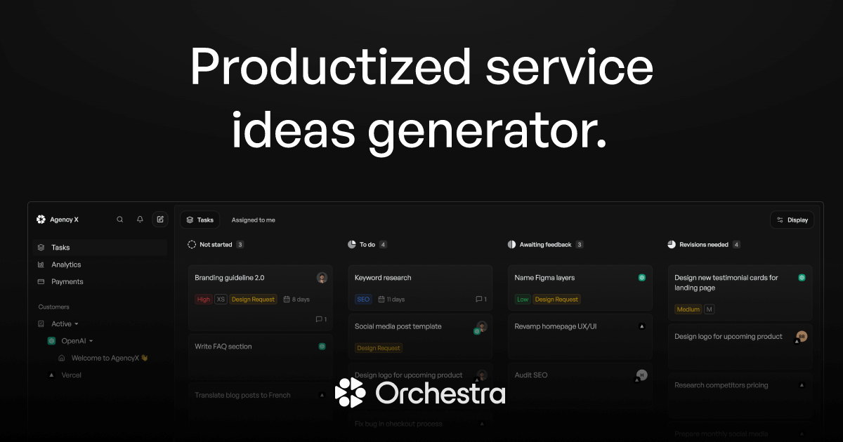 Generate Productized Service Ideas | Orchestra